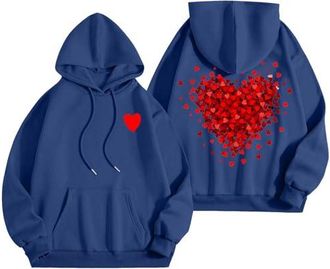 Generic Sweat &agrave; capuche &agrave; manches longues pour la Saint-Valentin 2026 pour femmes (4), bleu, XXL
