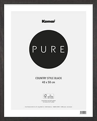 Komar Bilderrahmen Holz Country Style Black 40 x 50 cm - mit hochtransparentem bruchsicherem Kunststoff/Acrylglas - schwarz - Fotorahmen, Wandrahmen - BI-40