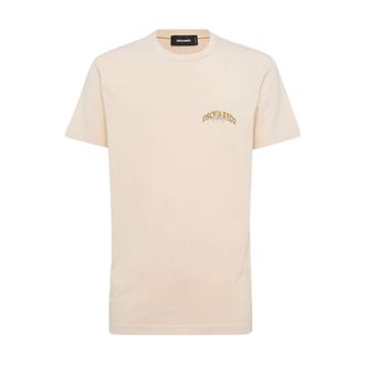 Dsquared2 Baumwoll-Jersey-T-Shirt mit Grafiklogo - - Tops - Herren - Beige - L