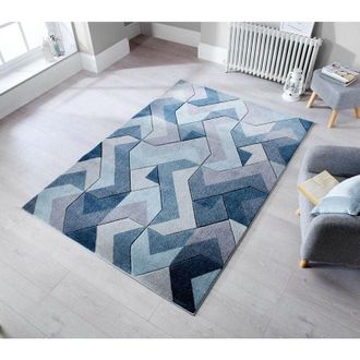 Flair Rugs Flair Rugs - Tapis contemporain effet 3D graphique pour salon Aurora Bleu jeans 120x170