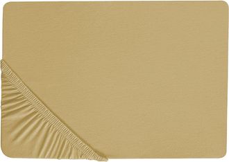 Beliani Spannbettlaken Baumwolle olivgr&uuml;n 180 x 200 cm Stegh&ouml;he 30 cm mit Gummizug Janbu