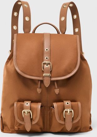 Maje Sac &Agrave; Dos En Cuir Et Nylon - Marron - Maje