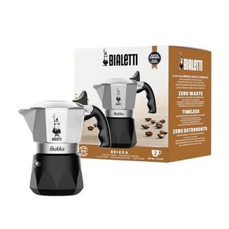 Bialetti New Brikka 2023, Moka-Kanne, die einzige Herdkaffeemaschine, die in der Lage ist, einen Cremereichen Espresso Zuzubereiten, 2 Tassen, Aluminium