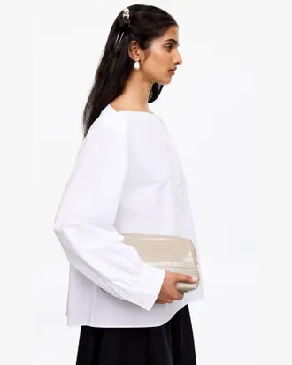 Arket Clutch Aus Leder Mit Krokodilpr&auml;gung -Beige