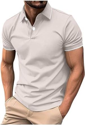 Generic Polo pour homme avec impression num&eacute;rique 3D, revers et fermeture &eacute;clair, manches courtes, veste chemise d&eacute;contract&eacute;e &agrave; la mode, gris, 3XL