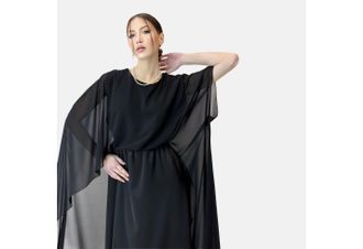Elara Maxikleid Damen Abaya Kaftan Kleid mit Chiffon&auml;rmeln One Size Elegant (1-tlg)
