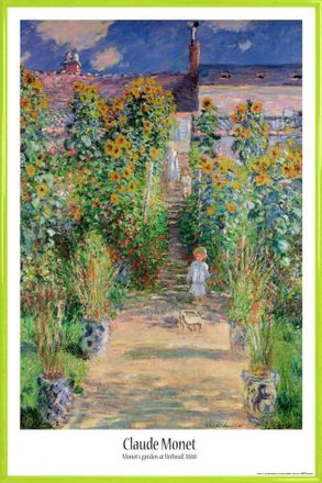 1art1 Claude Monet Poster Plakat | Bild und Kunststoff-Rahmen - Der Garten des K&uuml;nstlers In V&eacute;theuil, 1881 (91 x 61cm)