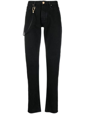 Emporio Armani jean droit &agrave; sangle en cuir - Noir
