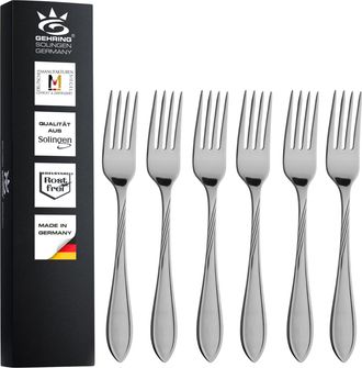 Gehring Gehring Solingen Focus Dessertgabeln 6 St&uuml;ck I Edelstahl Besteck Set 6 Personen I Kuchengabel I sp&uuml;lmaschinengeeignet I Made in Germany
