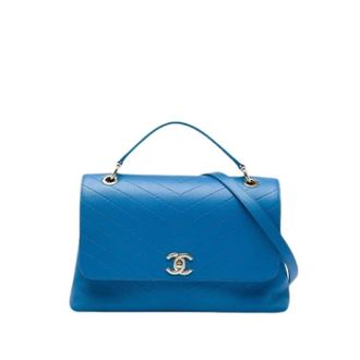 Chanel Sac &agrave; rabat pr&eacute;-poss&eacute;d&eacute; avec poign&eacute;e sup&eacute;rieure - Femme - Pre-owned - Bleu - Taille: ONE Size