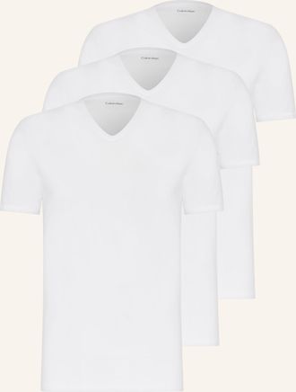 Calvin Klein 3er-Pack V-Shirts Cotton Stretch Blend weiss