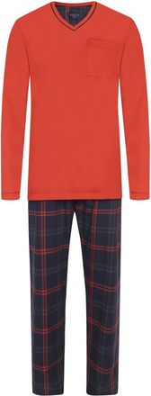 Novila Langer Baumwollpyjama mit V-Ausschnitt in