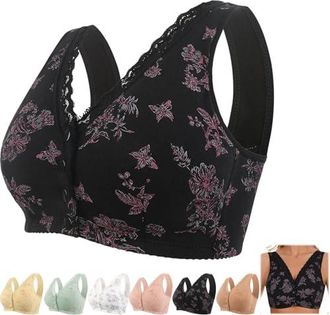 Generic Rivastyle Soutien-gorge à fermeture avant - Soutien-gorge Fiona confortable et pratique à fermeture avant pour les personnes âgées, Noir, 64