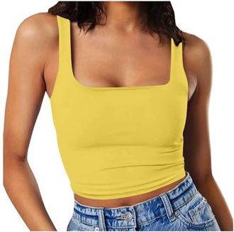 Generic Camisole tendance sans manches Y2K pour femmes, chemises d&eacute;contract&eacute;es, courtes, mignons, d&eacute;t&eacute;, printemps, d&eacute;bardeurs courts, col carr&eacute;, tendance, sor