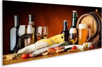 Islandburner Bild auf Leinwand Wein Bier Essen Stillleben Traditionelle K&auml;sew&uuml;rstchen Bilder Wandbilder Poster