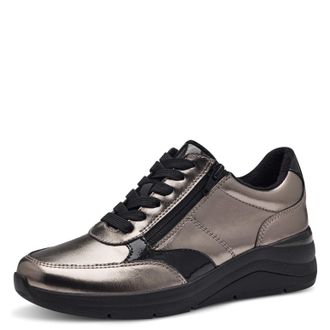 Jana Damen Sneaker flach mit Reißverschluss Vegan, Silber (Silber), 38 EU