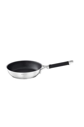 Rösle Bratpfanne Silence Pro, Schwarz, Edelstahl, Metall, 1,4 L, rund, breiter Schüttrand, antihaftbeschichtet, geschmacksneutral, Kochen