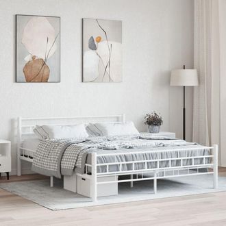 vidaXL Cadre de lit Blanc M&eacute;tal 160 x 200 cm