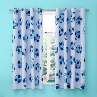 Catherine Lansfield Batik-Football-Vorhänge, wendbar, 168 x 183 cm, 2 Stoffbahnen, Lila