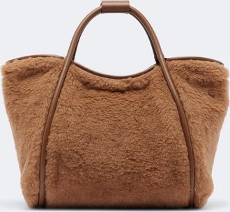Max Mara Tote Bag Medium aus Teddyfleece mit Leder