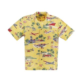 Polo Ralph Lauren Homme, Chemises, Jaune, Taille: M Chemise de Camp &agrave; Manches Courtes Imprim&eacute;e
