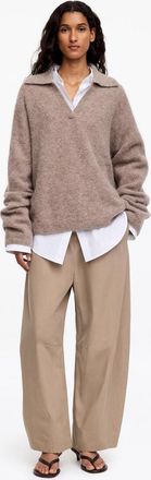 Arket Baumwollhose Mit Barrel Leg -Beige