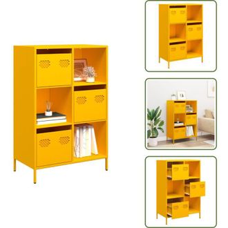 vidaXL Highboard Senfgelb 68x39x103,5 cm Stahl - Highboard - Highboards - B&uuml;cherschrank - B&uuml;cherregal