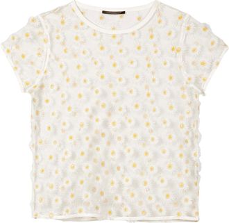 Luisa Cerano Femme, Blouses et Chemises, Blanc, Taille: 42 FR T&uuml;llshirt mit Bl&uuml;ten