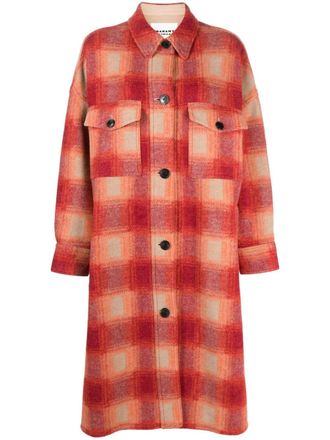 Isabel Marant manteau mi-long en flanelle &agrave; carreaux - Orange