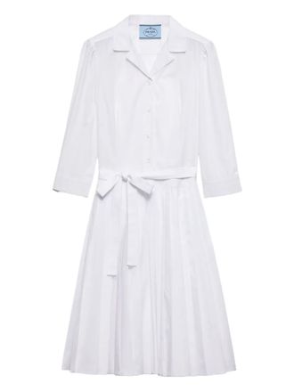 Prada robe-chemise plissée en popeline - Blanc