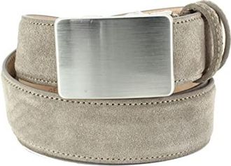 Tony & Paul Ceinture en daim. ALASKA, boucle Automatique - Easy Clip, Cuir. Gris taupe - Uni - FABRIQUE EN ITALIE. XXL 120-135
