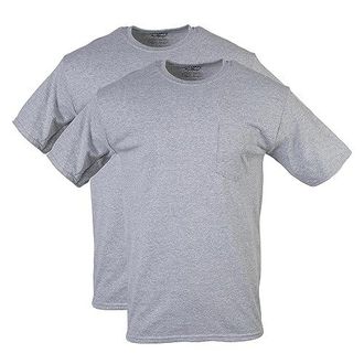 Gildan Dryblend Lot de 2 t-Shirts de Travail avec Poche, Gris, Taille XL Homme