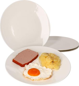 Ritzenhoff & Breker Ontario 4er Set Speiseteller I Ø 26,5 cm I 4 Personen I Essteller, große Platte, Beilagenteller I Porzellan-Geschirr I schlicht weißes Design