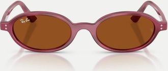 Ray-Ban Khal - Lunettes de soleil ovales &agrave; verres marron - Violet Havane
