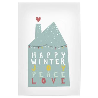 artboxONE Poster 90x60 cm Weihnachten Happy Winter hochwertiger Design Kunstdruck - Bild Haus Familie Feier