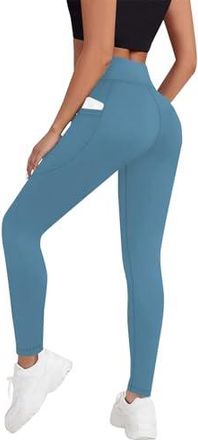Generic Legging de yoga taille haute pour femme - Legging de sport pour femme - Legging de contr&ocirc;le du ventre avec poches - Pantalon de yoga &eacute;lastique doux - 