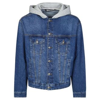 Palm Angels MW Curved Logo Denim Jacket - - Jackets - Herren - Blau - L