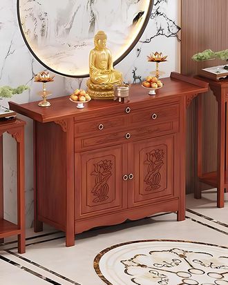 Generic Traditioneller buddhistischer Altar, Schreinaltar, Altartisch mit Ablage, chinesischer Opferaltar auf Sockel