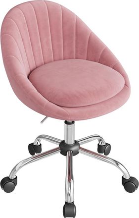 Woltu Homeoffice Stuhl, Schminkstuhl drehbar, Drehstuhl mit Rollen, Schreibtischstuhl 150 kg belastbar, f&uuml;r Schlafzimmer Arbeitszimmer, Samt, Rosa, BS167rs