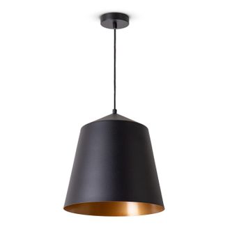 Paco Home Pendelleuchte Wohnzimmer Hängelampe Esstisch Küche Lampenschirm Lampe Industrial Design Textilkabel E27, Lampenart:Pendelleuchte - Schwarz, Farbe: Gol