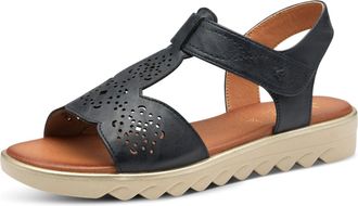 Jana Damen Sandalen flach mit Klettverschluss Vegan, Blau (Navy), 38 EU
