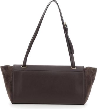 Savette Suede and Leather Crossbody Bag - Brown
