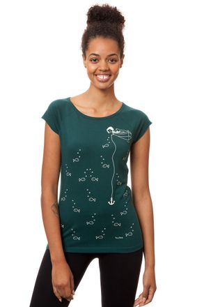 FellHerz Damen T-Shirt Ankermädl Petrol Bio Fair und Vegan (XXL)