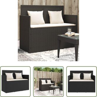 vidaXL Gartenm&ouml;bel - Gartenbank mit Kissen Schwarz Poly Rattan
