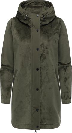 Ragwear Damen warmer weicher Cord Mantel in Ripp-Optik mit verstellbarer Kapuze Cousy Bonded YOUMODO Dark Olive Gr. XS