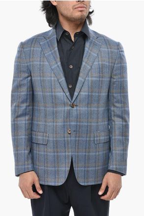 Corneliani Two-Button Virgin Wool Blazer with Tartan Pattern size 50