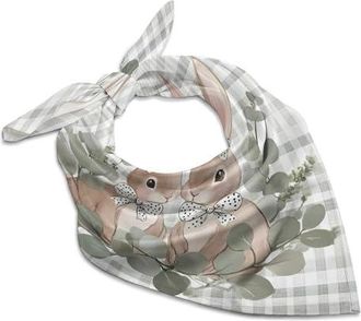 Generic Écharpe carrée en soie légère à pois - Motif lapin mignon - Écharpe pour cheveux respirante - Cadeau pour femme et homme, multicolore, 60x60cm