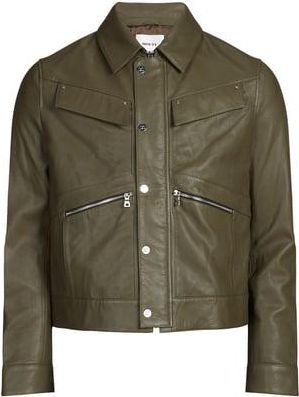 Mouty Blouson &agrave; col classique en cuir grain&eacute;