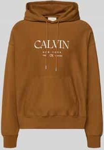 Calvin Klein Hoodie mit Label-Print und Känguru-Tasche