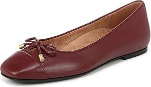Vionic Klara Skimmers Ballerines plates pour femme, Cuir Syrah Bordeaux, 37.5 EU